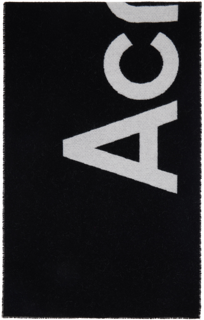 Acne Studios: Black & White Jacquard-Logo Scarf | SSENSE