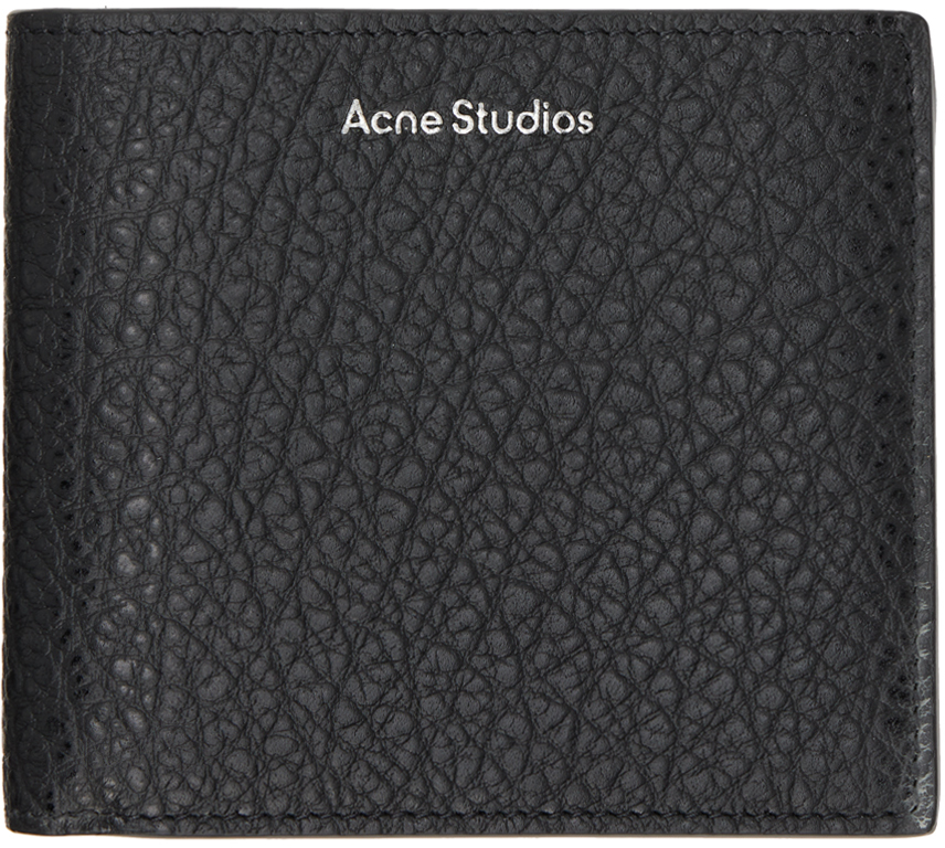 Acne Studios: Black Folded Leather Wallet | SSENSE