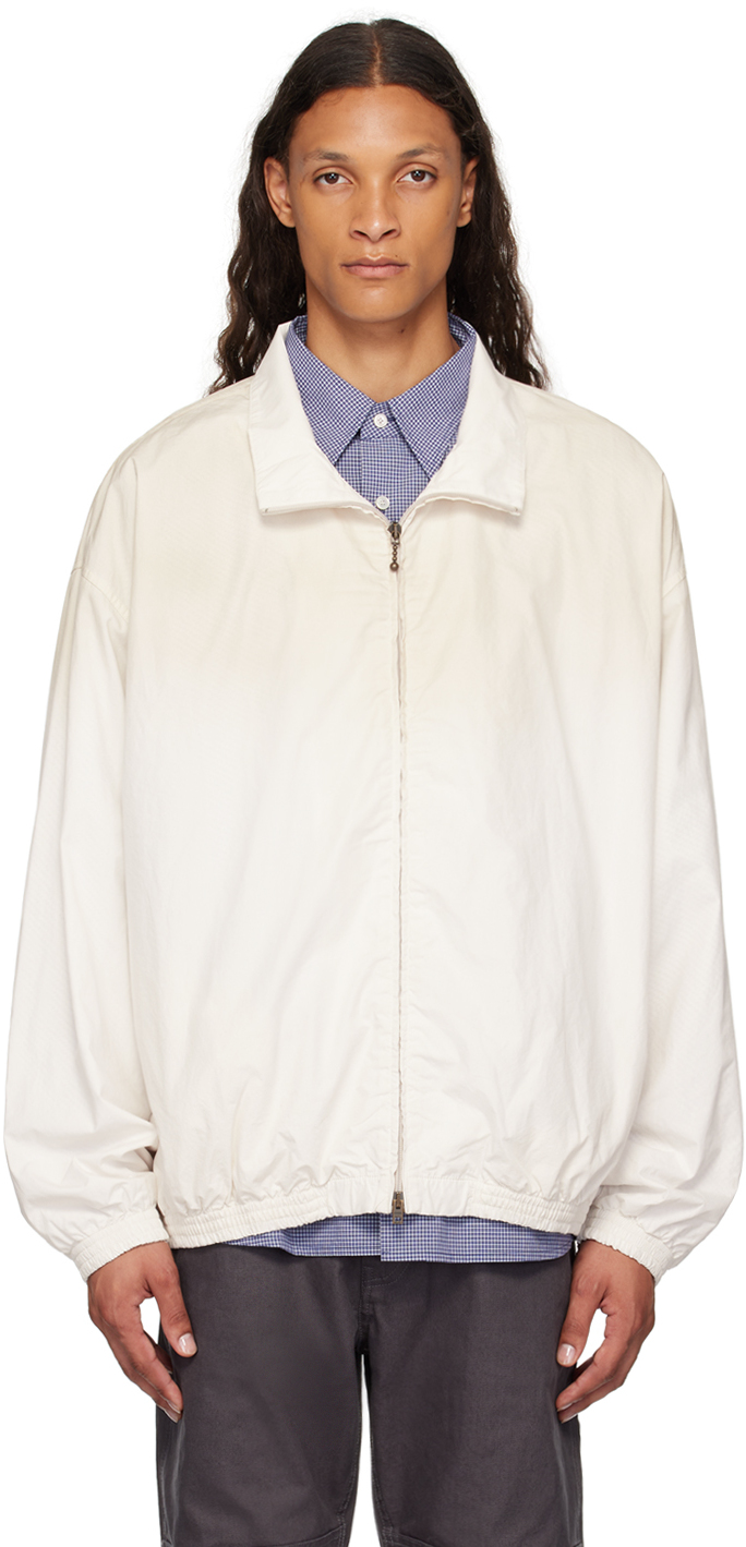 Acne Studios: Off-White Printed Logo Zipper Jacket | SSENSE Canada