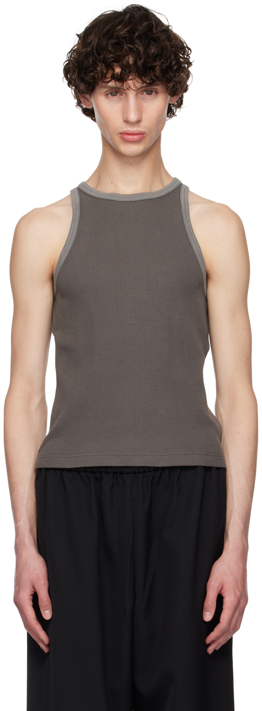 Acne Studios: Gray Fitted Garment-Dyed Tank Top | SSENSE