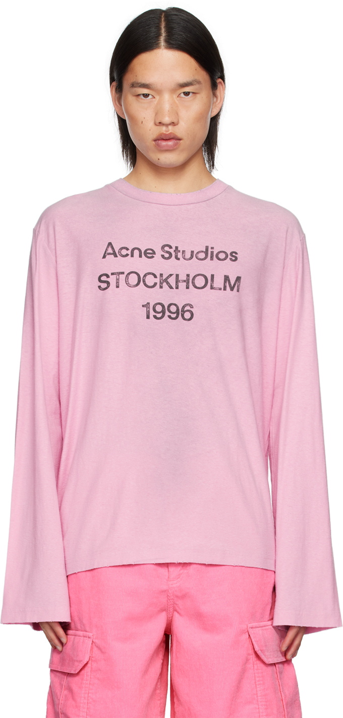 Acne Studios Pink Relaxed Fit Long Sleeve T Shirt SSENSE
