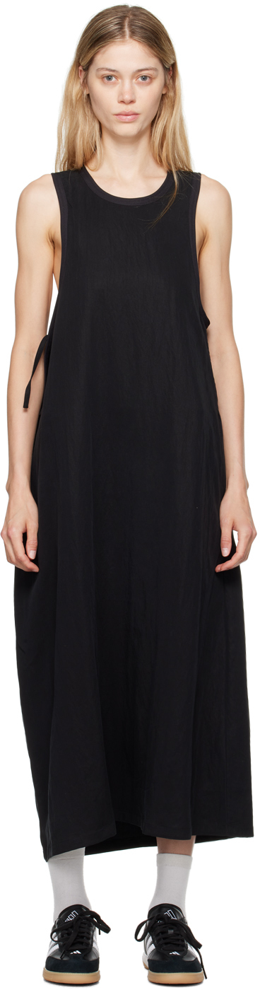 Y-3: Black Drawstring Midi Dress | SSENSE