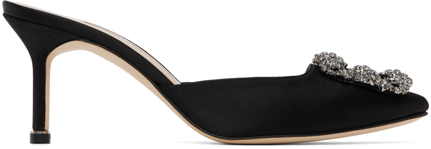 Manolo Blahnik: Black Hangisimu Mules | SSENSE
