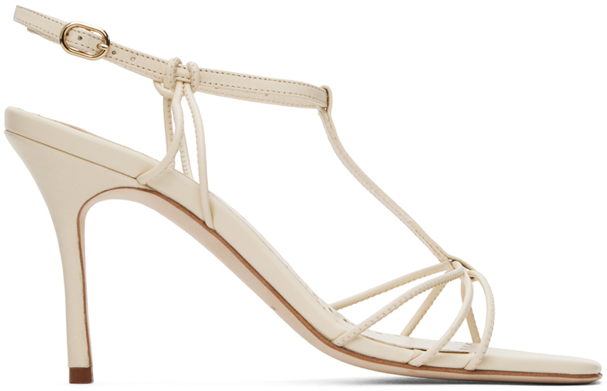 Manolo Blahnik: Sandales à talon aiguille Tabarekhi blanc cassé ...