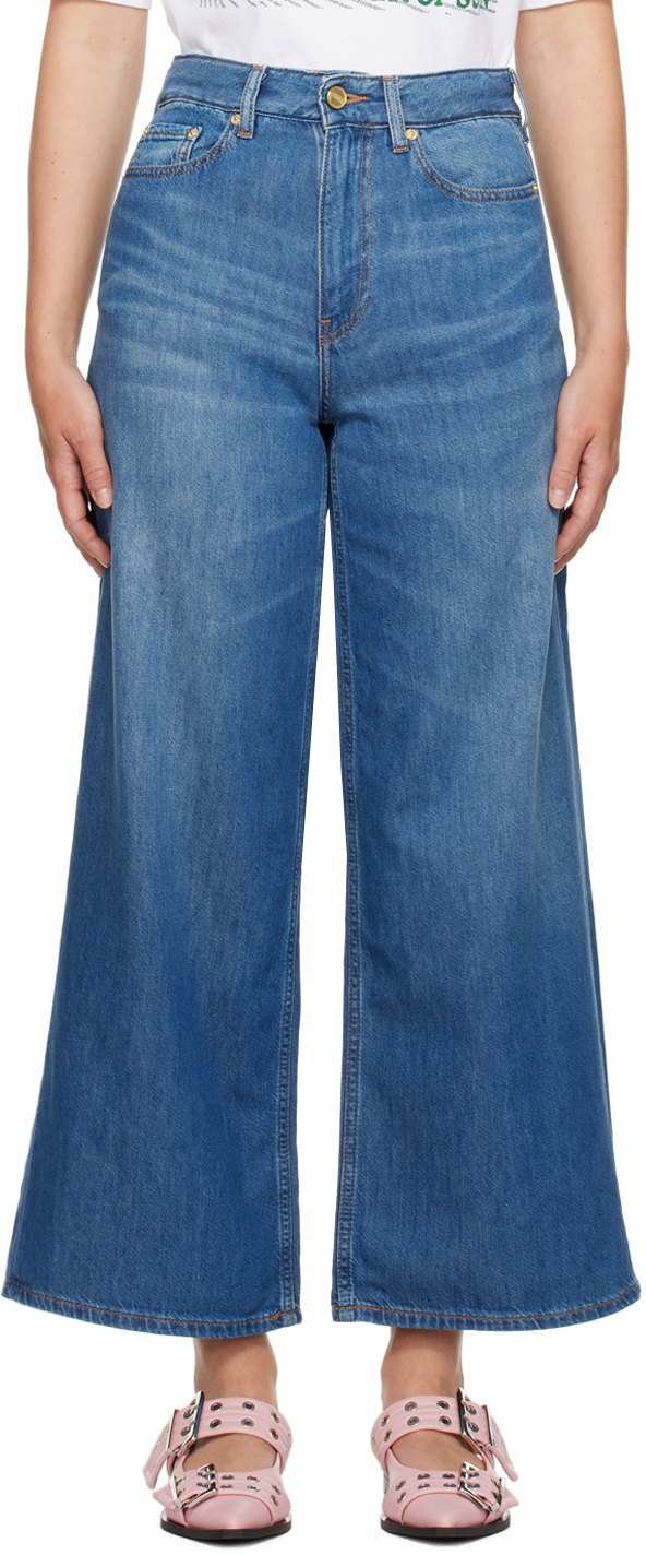 GANNI: Blue Wide Jeans | SSENSE