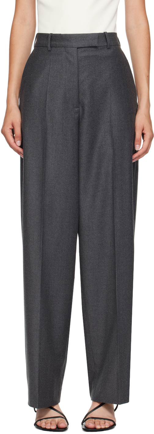 Gray Wide Leg Trousers by Róhe on Sale