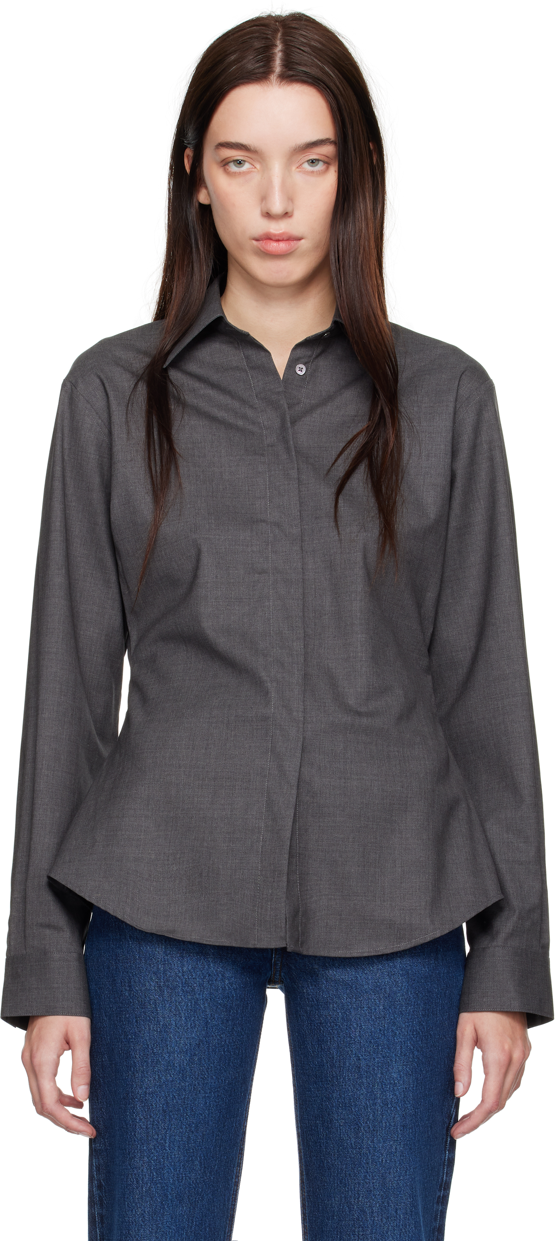 Róhe: Gray Open Armhole Shirt | SSENSE
