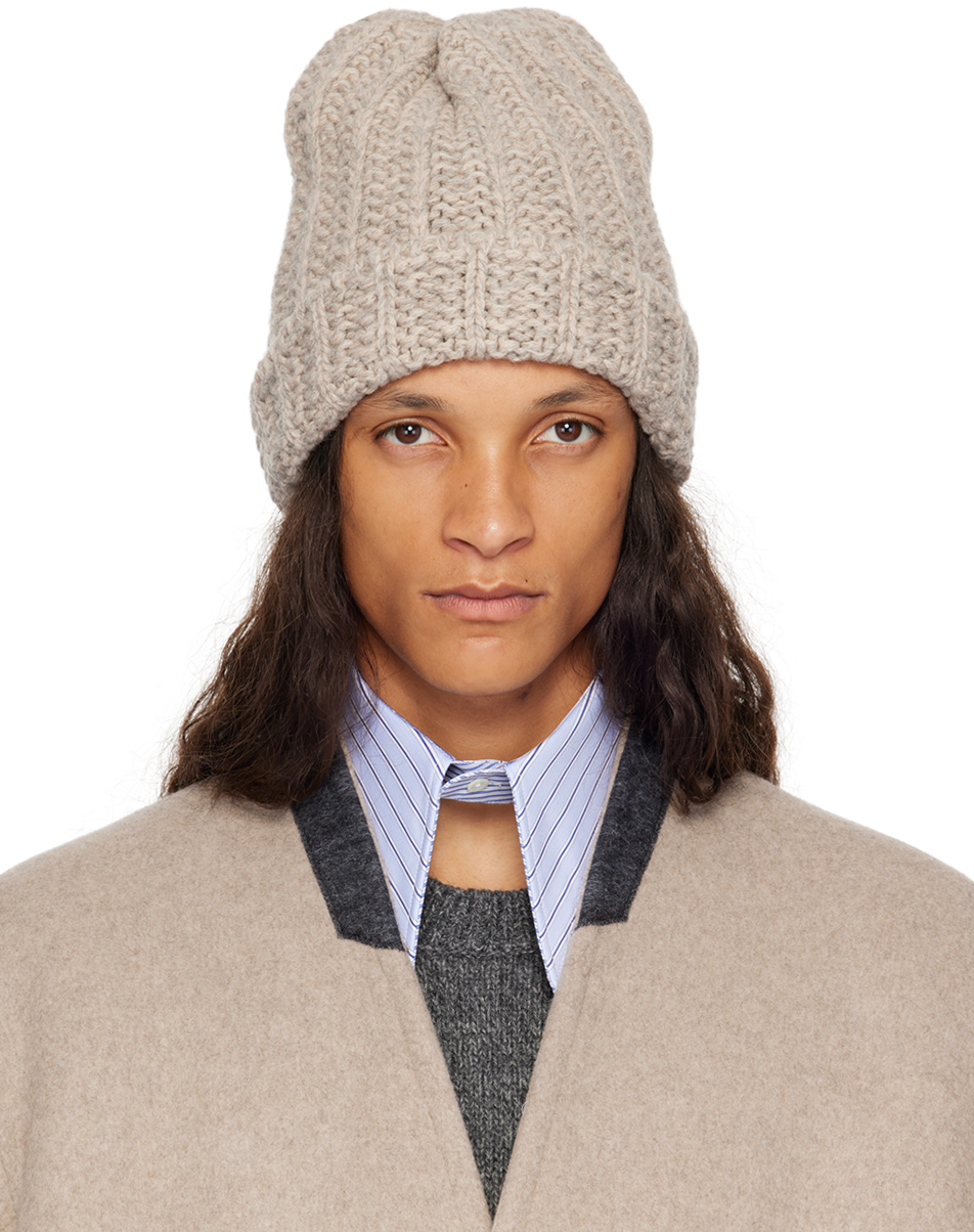 Maison Margiela: Beige Shetland Wool Beanie | SSENSE