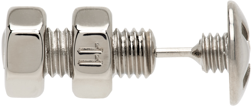 Maison Margiela: Silver Bolt & Nut Screw Single Earring | SSENSE Canada