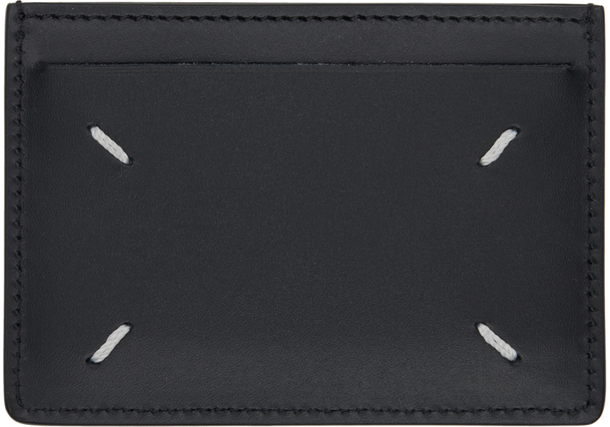 Maison Margiela: Black Leather Small Card Holder | SSENSE