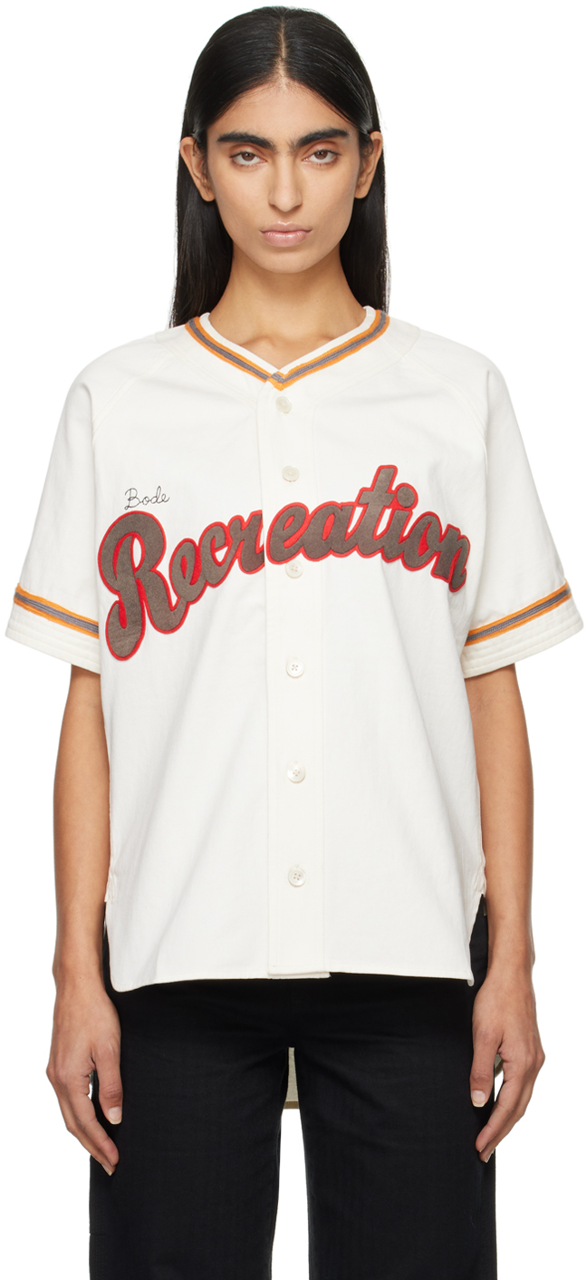 Bode: White Baseball Shirt | SSENSE