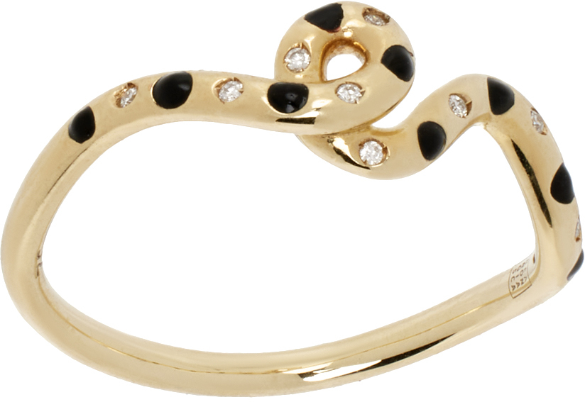 Bea Bongiasca: Gold & Black Mini Loop Ring | SSENSE