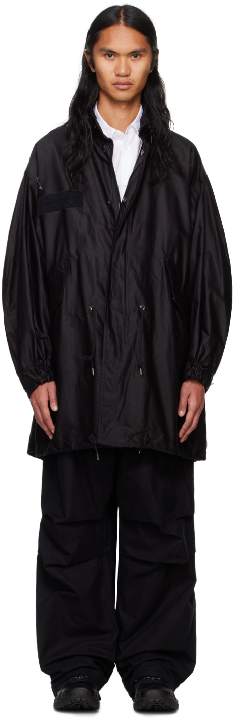 FUMITO GANRYU: Black 2Way M-51 x M-65 Coat | SSENSE UK