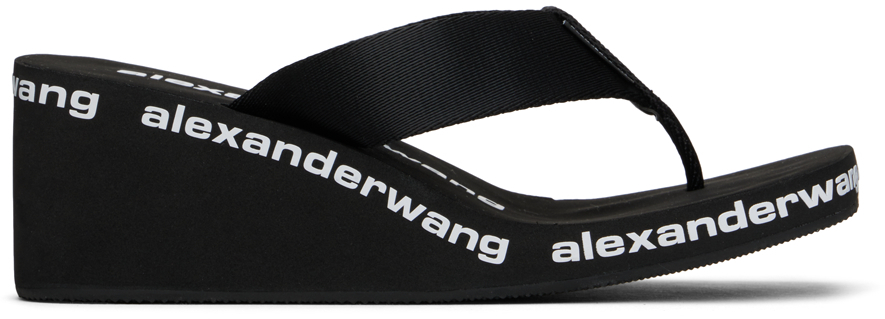 Alexander Wang: Black AW Nylon Wedge Heeled Sandals | SSENSE