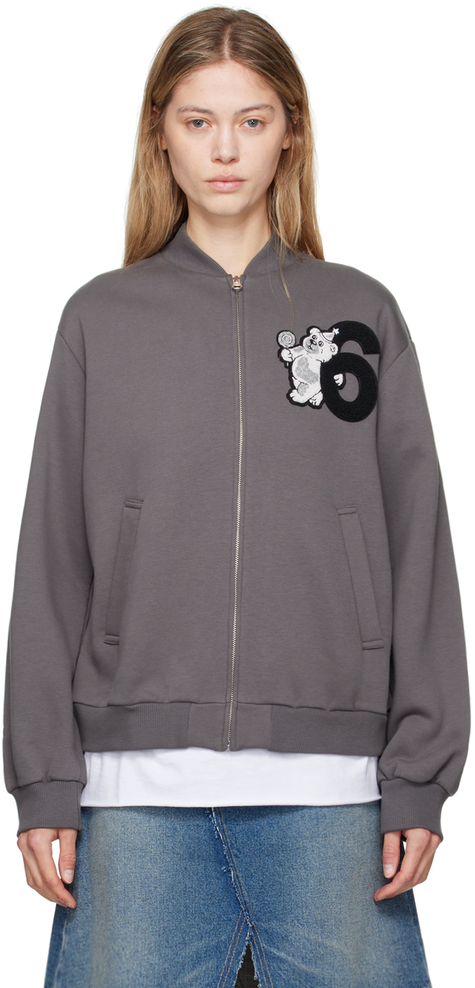 MM6 Maison Margiela: Gray Appliqué Jacket | SSENSE Canada
