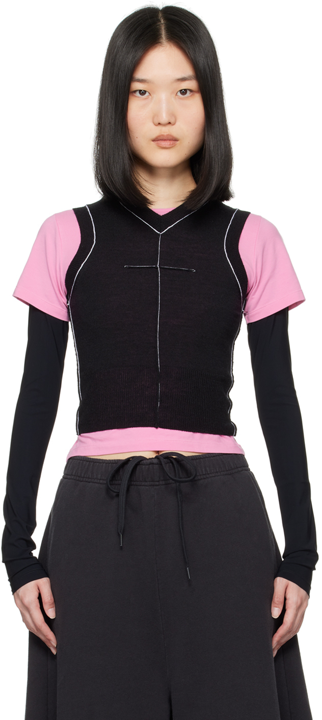 MM6 Maison Margiela: Black Inverted Seam Tank Top | SSENSE