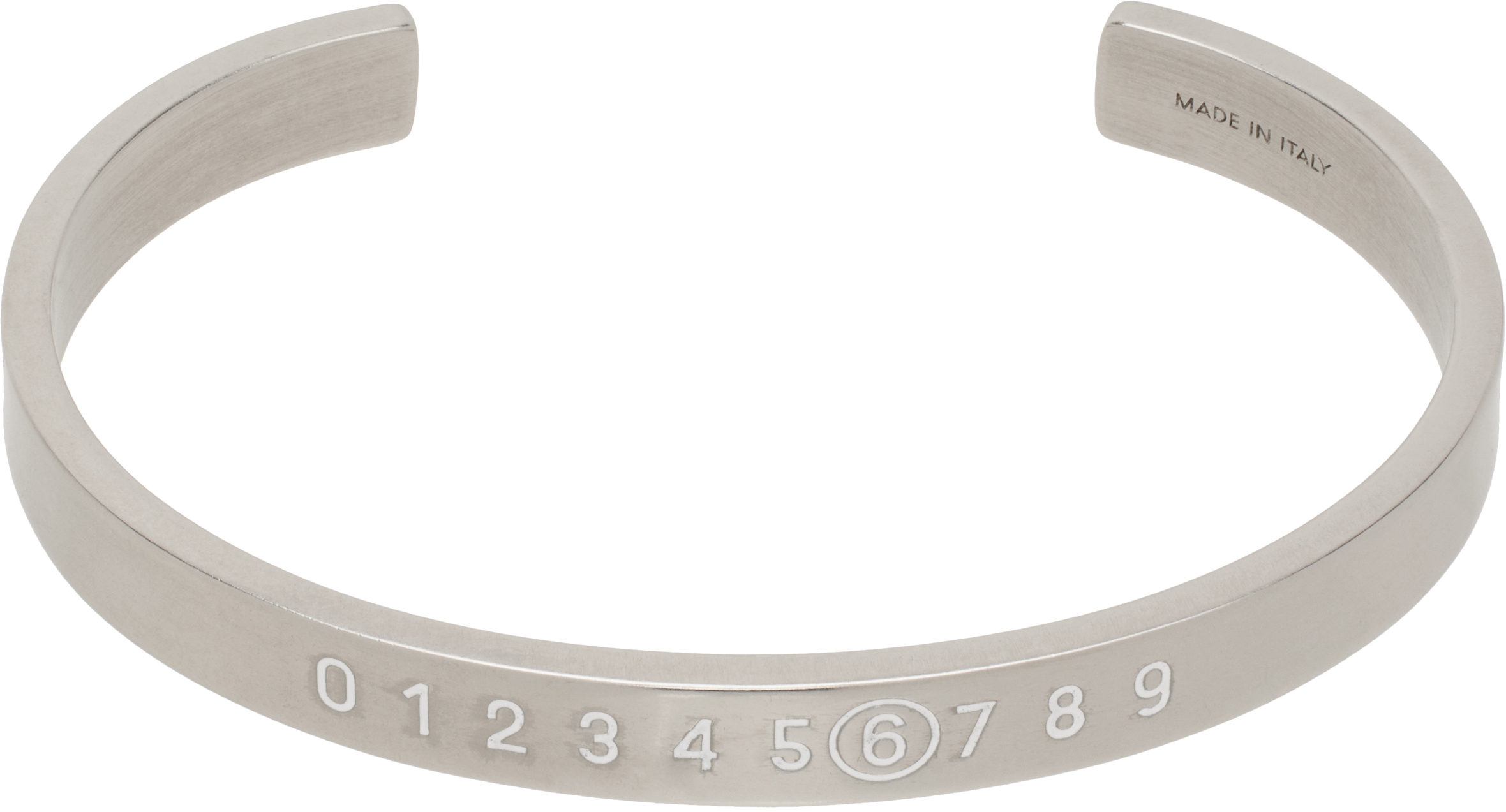 MM6 Maison Margiela: Silver Numeric Cuff Bracelet | SSENSE UK