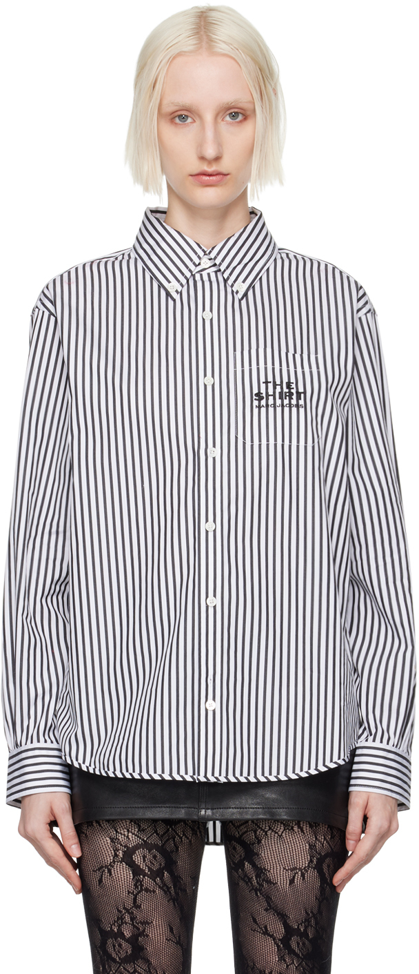 Marc Jacobs: Black & White 'The Striped' Shirt | SSENSE Marc Jacobs: Black & White 'The Striped' Shirt | SSENSE