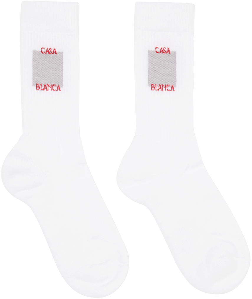 Casablanca: White Printed Socks | SSENSE