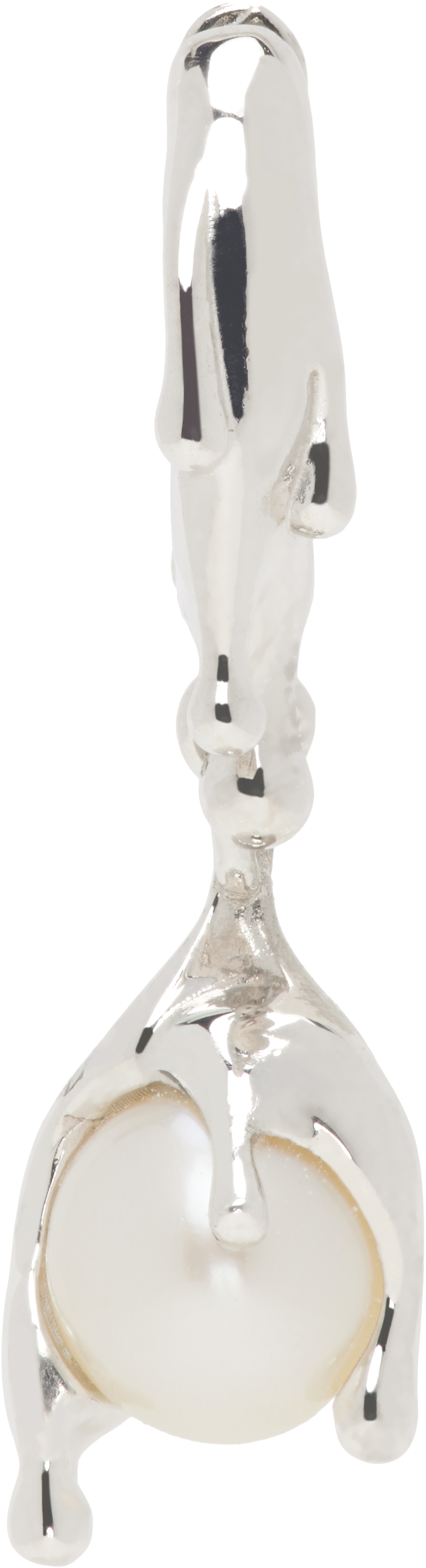 Alan Crocetti: Silver Nano Pearl Melt Single Earring | SSENSE