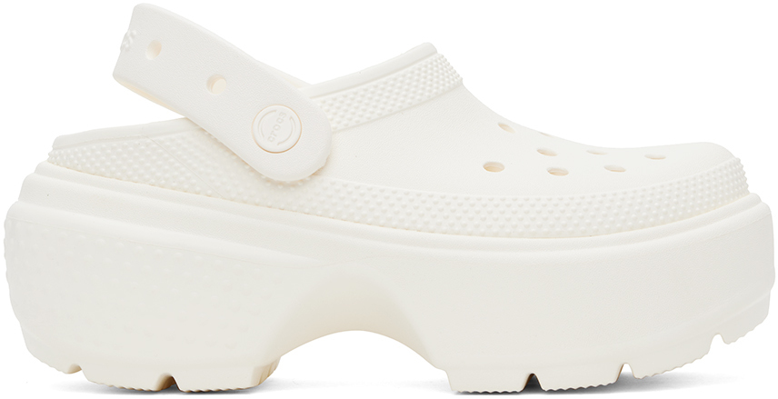 White Stomp Clogs by Crocs on Sale