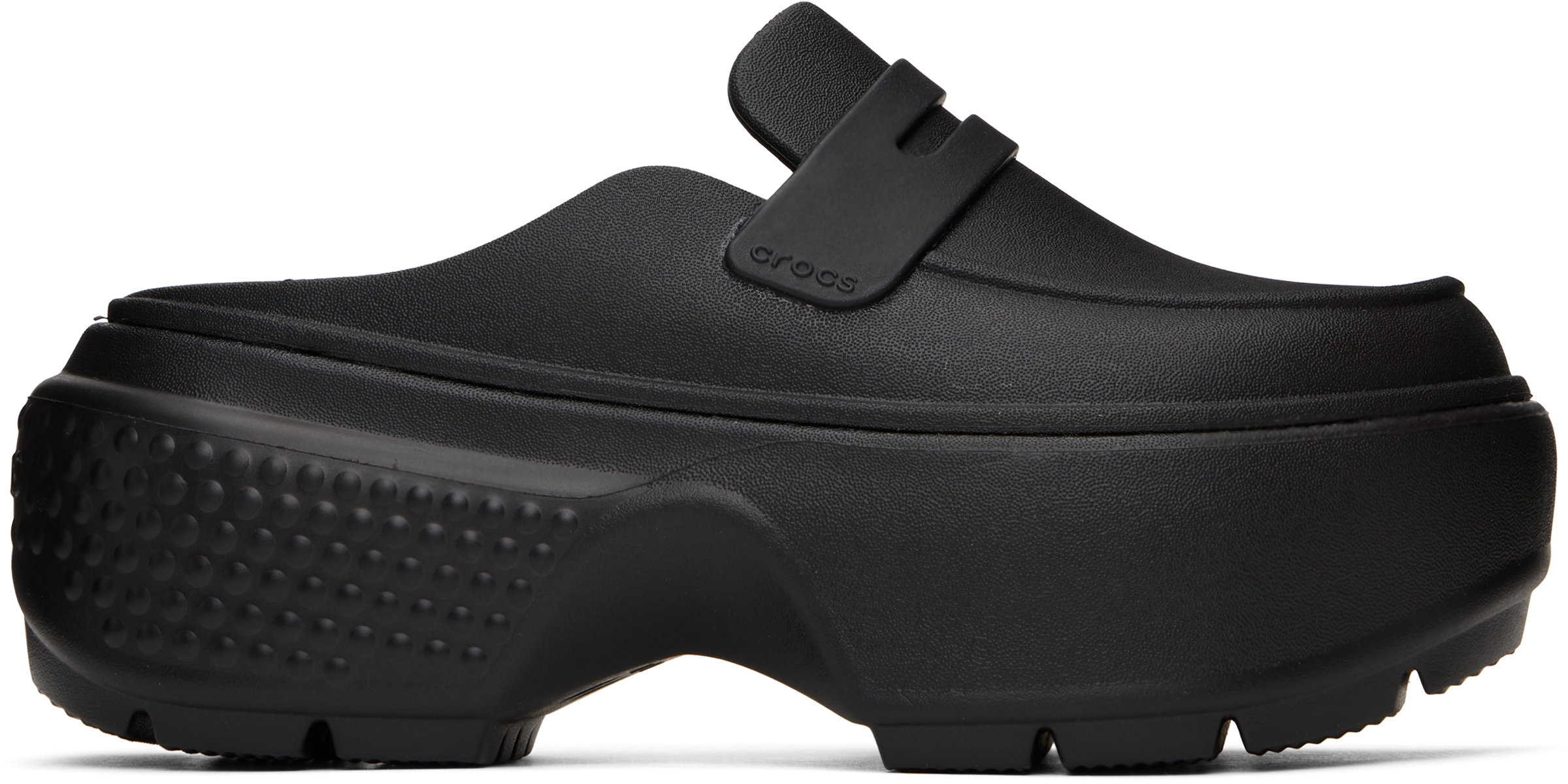 Black Stomp Slip-on Loafers by Crocs on Sale