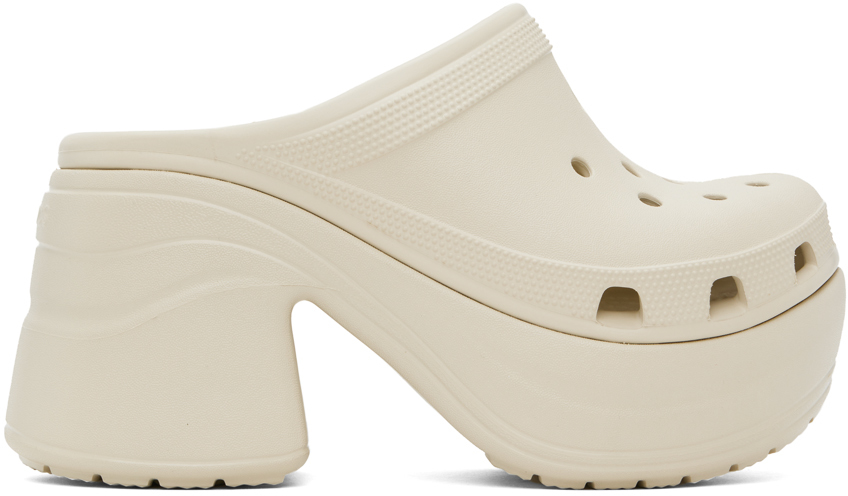 Crocs: Chaussures à talon haut Siren blanc cassé | SSENSE France