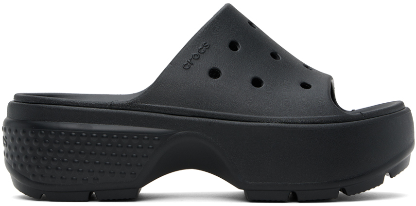 Crocs: Black Stomp Slides | SSENSE