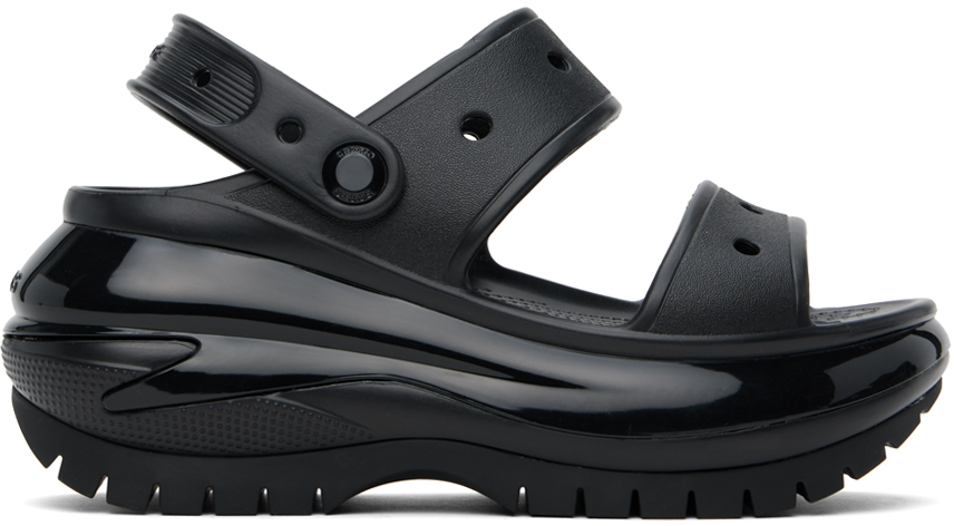 Black Mega Crush Sandals by Crocs on Sale