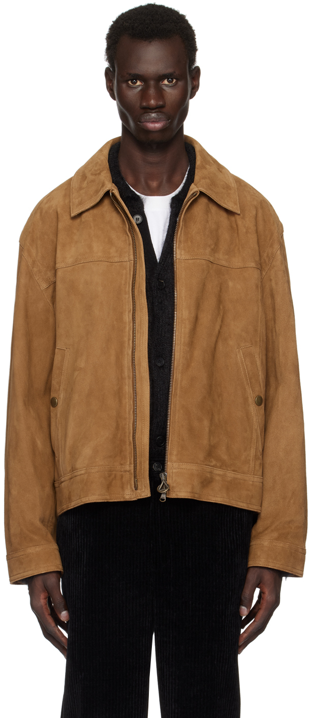 Solid Homme: Tan Minimal Suede Jacket | SSENSE