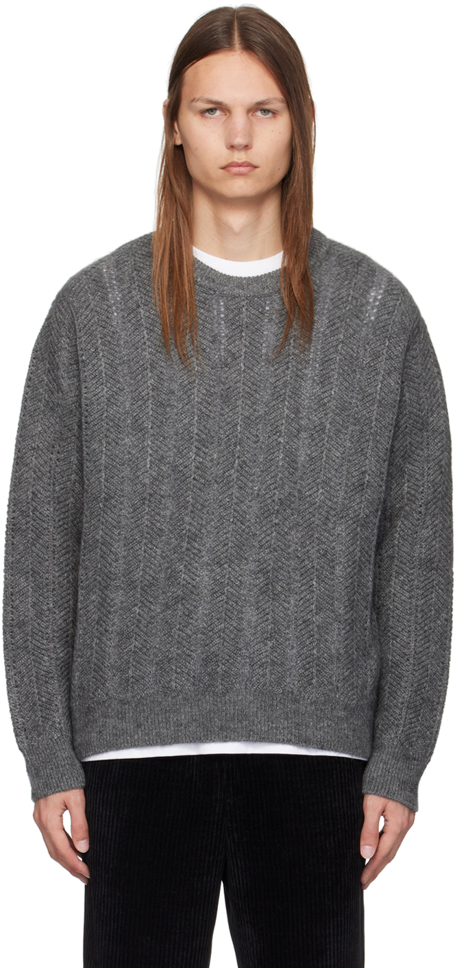 Gray Crewneck Sweater by Solid Homme on Sale