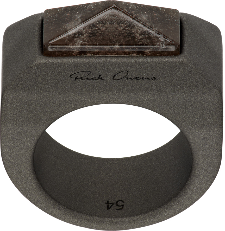 Rick Owens: ブラック Porterville Crystal Pyramid リング | SSENSE 日本