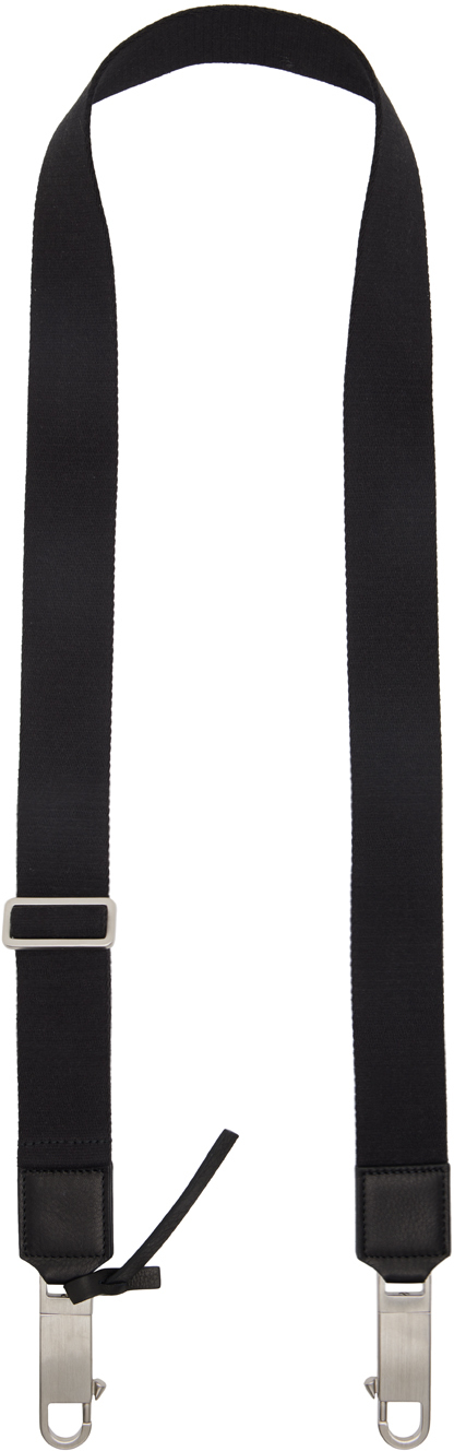 Black Porterville Webbing Strap Keychain by Rick Owens on Sale