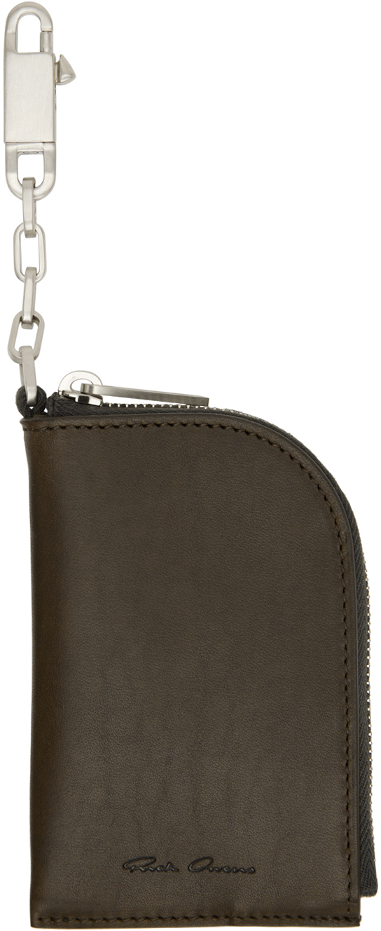 Brown Lido Runway Hook Wallet by Rick Owens on Sale