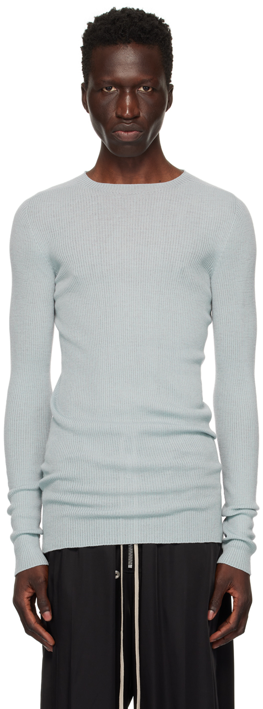 Rick Owens: Blue Porterville Rib Sweater | SSENSE