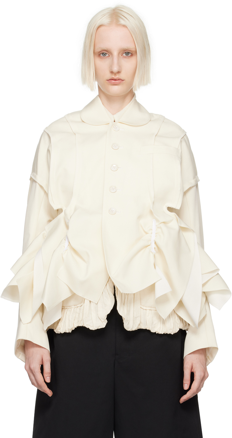 Tao Comme Des Garçons: White Inverted Seam Jacket | SSENSE Canada