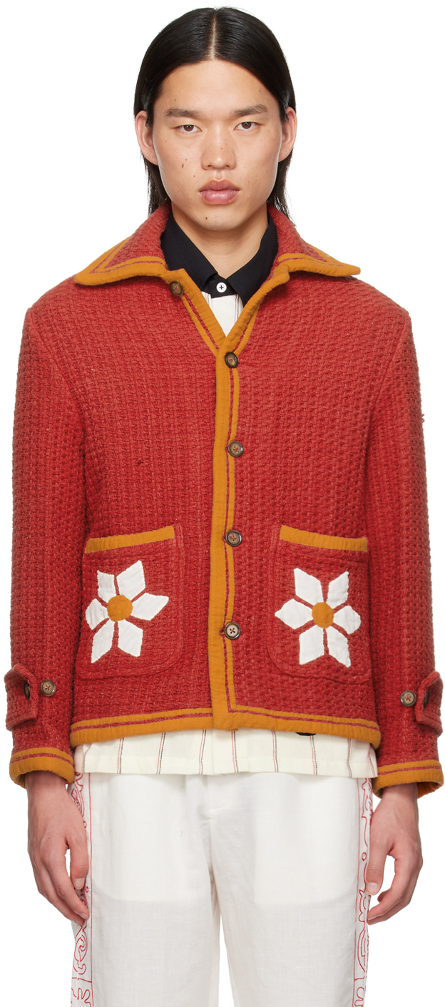 HARAGO: Red Appliqué Jacket | SSENSE