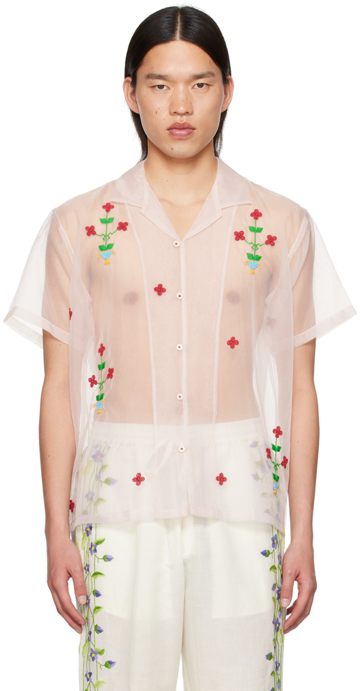 HARAGO: Pink Beaded Shirt | SSENSE