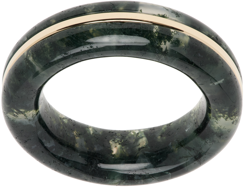 By Pariah: Green & Gold Essential Gem Stacking Ring | SSENSE