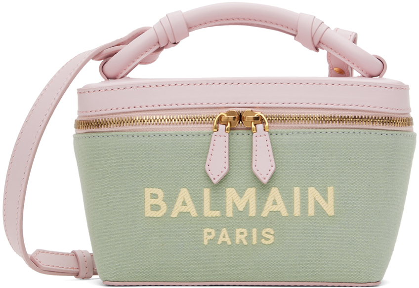 Green & Pink B-Army Small Vanity Bag by Balmain on Sale