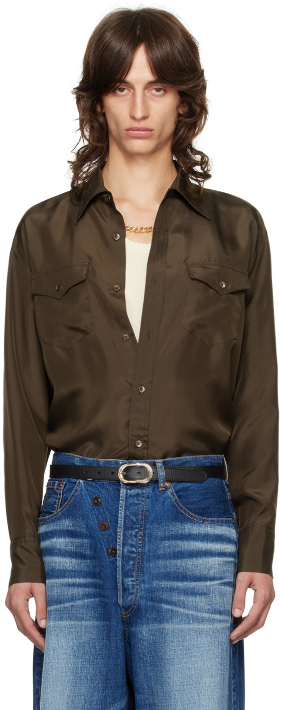 Tonywack: Brown Double Pocket Shirt | SSENSE