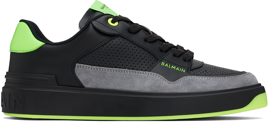Black & Green B-Court Flip Sneakers by Balmain on Sale