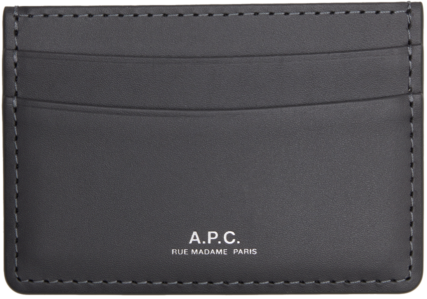 Gray André Card Holder by A.P.C. on Sale