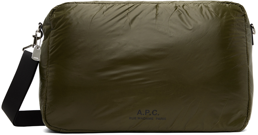 A.P.C.: Khaki Nylon Bomber Bag | SSENSE