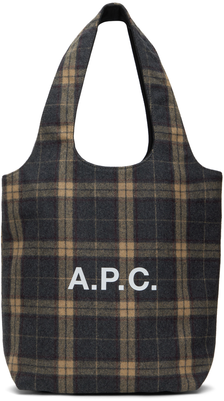 A.P.C.: Gray & Beige Ninon Small Tote | SSENSE