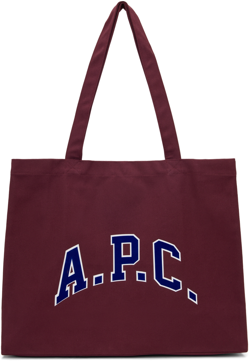 A.P.C.: Burgundy Shopping Diane University Tote | SSENSE