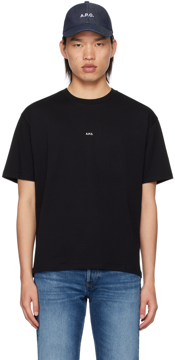 A.P.C.: ブラック Boxy Printed Micro Logo Tシャツ | SSENSE 日本