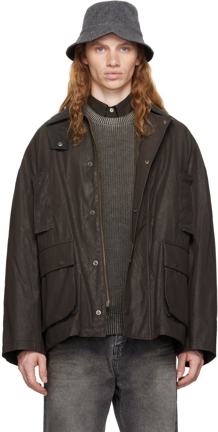 COOR: Brown Waxed Cotton Hunting Jacket | SSENSE