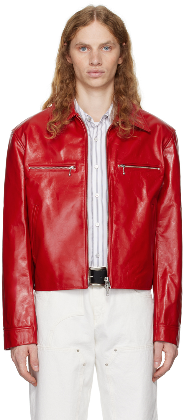 Red Rider Leather Jacket by COOR on Sale