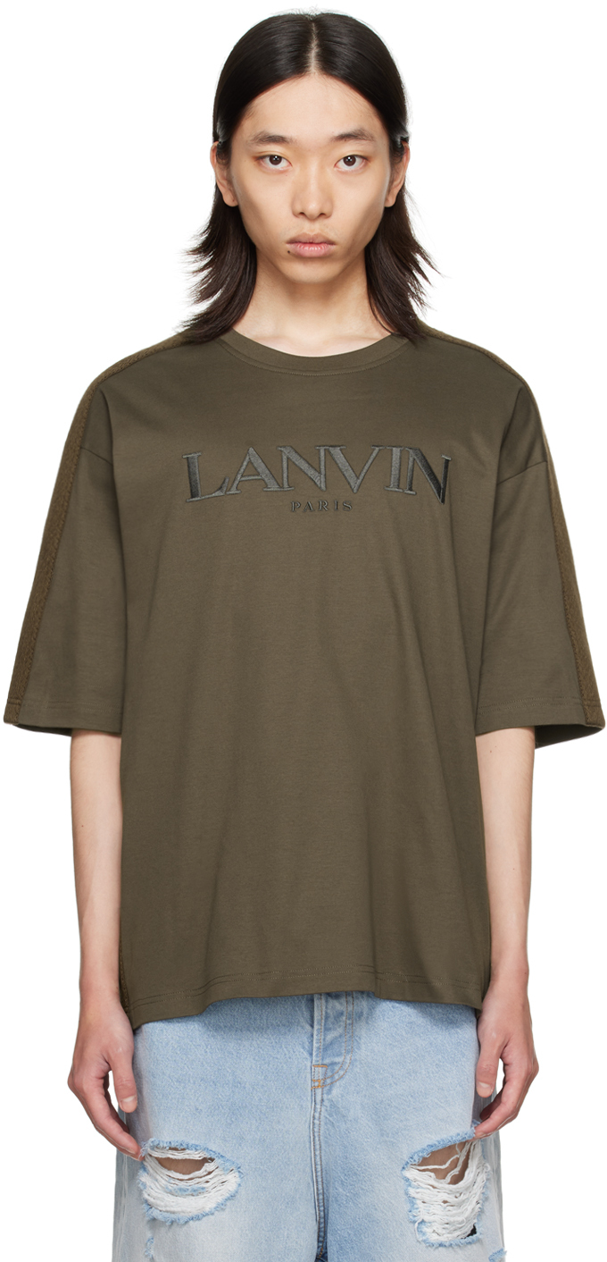 Lanvin: T-shirt brun à garnitures Curb | SSENSE France